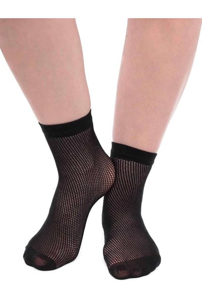 Italiana File Kadın Soket Çorap | Siyah