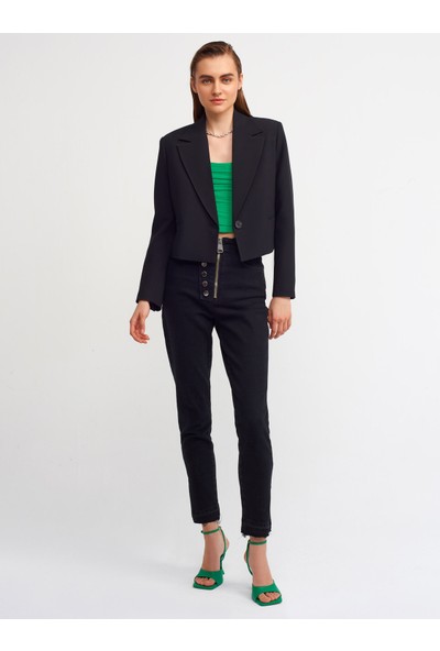 60309 Kısa Blazer Ceket-Siyah