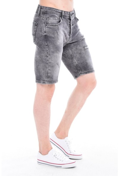 Cedy Denım Erkek Makedon Gri Yıpratmalı Kot Şort Slim Fit Jean Şort C342 Cedy Denım Erkek Makedon Gri Yıpratmalı Kot Şort Slim Fit Jean Şort C342