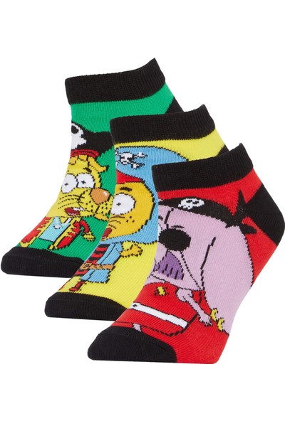 DeFacto Erkek Çocuk Kral Şakir Lisanslı Pamuklu 3lü Kısa ÇORAP X2324A6NS