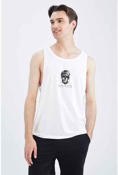 DeFacto Slim Fit Bisiklet Yaka Baskılı Kısa Kollu Pamuklu Penye Atlet X7556AZ22SM DeFacto Slim Fit Bisiklet Yaka Baskılı Kısa Kollu Pamuklu Penye Atlet X7556AZ22SM
