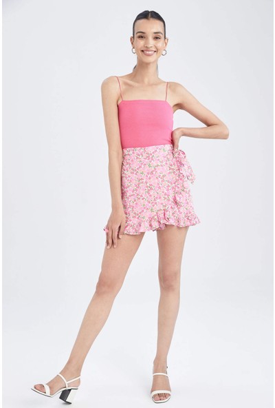 DeFacto Çiçek Desenli Mini Şort ETEK Y7569AZ22HS