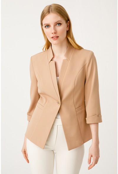 Ekol Dik Yaka Çizgi Cep Ceket