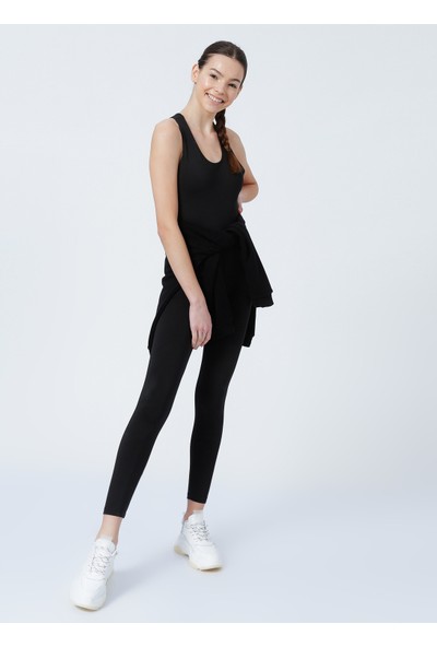 Aeropostale Y-Ordos V Yaka Dar Kalıp Düz Siyah Kadın Tulum