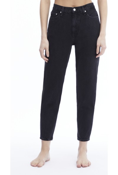 Calvin Klein J20J2178291BY Yüksek Bel Mom Fit Siyah Kadın Denim Pantolon