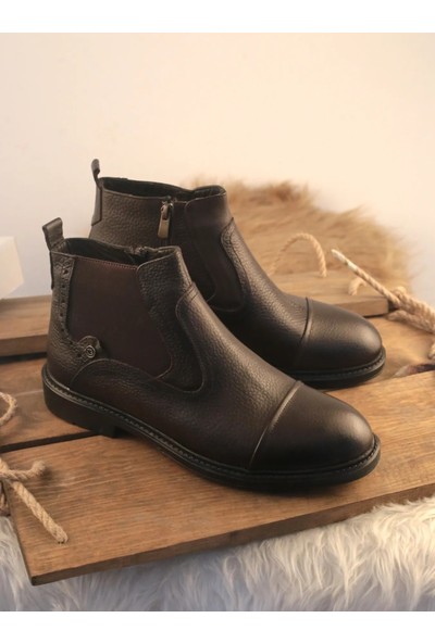Erkek Hakiki Deri Bot Kahve Flotter