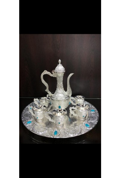 Gümüş Yeşil Taşlı Telkarili Ayaklı Zemzem Seti LKM-323