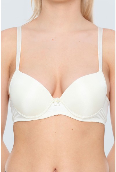 Julude Krem Aysemin Kadın Destekli Balenli Push Up Sütyen