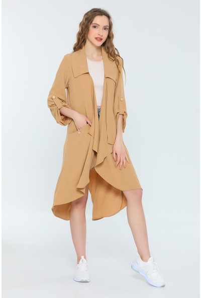 Julude Bej Kadın Kol Apoletli Mevsimlik Hırka Ceket