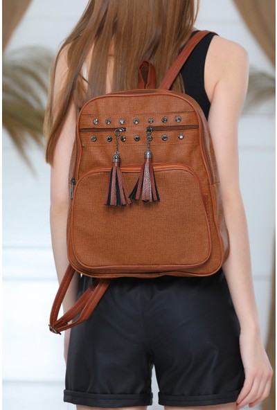 Julude Taba Kadın Ön Detaylı Günlük Sırt Çantası Julude Taba Kadın Ön Detaylı Günlük Sırt Çantası