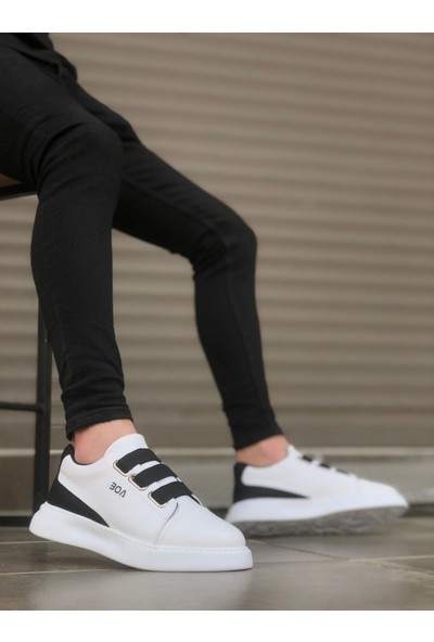 BA0329 Bantlı Erkek Yüksek Taban Beyaz Siyah Parçalı Spor Ayakkabı BA0329 Bantlı Erkek Yüksek Taban Beyaz Siyah Parçalı Spor Ayakkabı