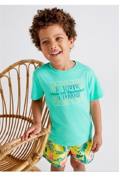 Mayoral Erkek Çocuk Kısa Kol Tişört - Mayoral - Yeşil - 7 Yaş