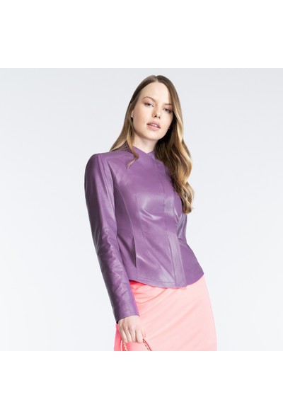 Desa Carel Lila Kadın Deri Ceket
