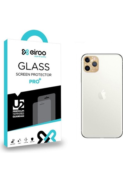 Eiroo Iphone 11 Pro Gold Taşlı Kamera Lensi Koruyucu