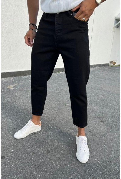 Erkek Boyfriend Siyah Kot Pantolon
