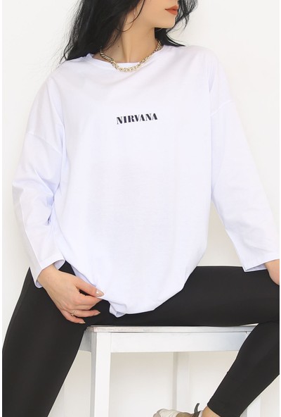 Baskılı Penye Tunik Beyaz - 2216.105.