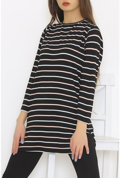 Çizgili Yırtmaçlı Sweat Siyahpudra - 3424.105.