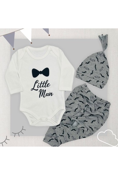 Poli Foni Little Man Baskılı Pamuklu Penye Şapkalı Erkek Bebek Takım Poli Foni Little Man Baskılı Pamuklu Penye Şapkalı Erkek Bebek Takım