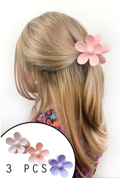 Bahels Trend 3'lü Pastel Renk Papatya Çiçek Mandal Toka Seti