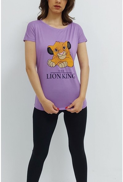 Laviyosa Baskılı Tişört Lila