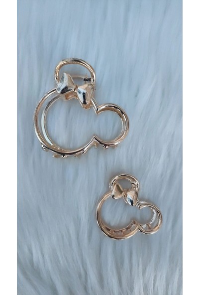 Elvin Aksesuar Minnie Mouse Model Rose Rengi Metal Mandal Toka Seti 2'li Elvin Aksesuar Minnie Mouse Model Rose Rengi Metal Mandal Toka Seti 2'li