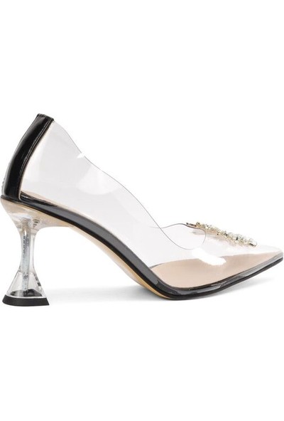 Şeffaf Taş Detaylı Kadın Topuklu Ayakkabı