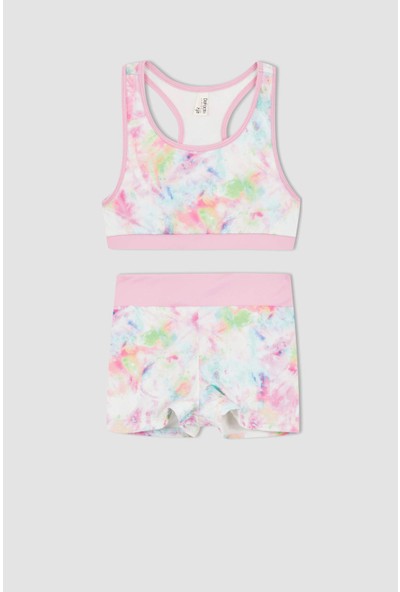 DeFacto Kız Çocuk Batik Desenli Bikini Şort Takım W7325A622SM