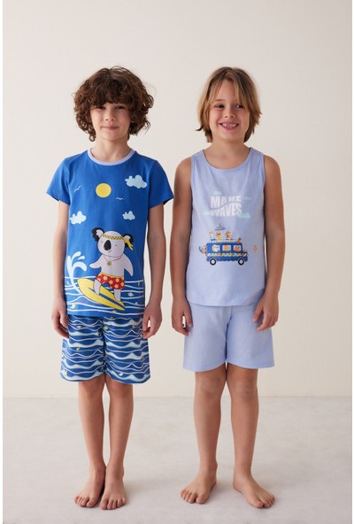 Çok Renkli Erkek Çocuk Make Waves 4lü Pijama Takımı Çok Renkli Erkek Çocuk Make Waves 4lü Pijama Takımı