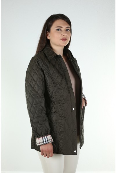 Brendon Kadın Kapitone Büyük Beden Mont 16406 Haki/khaki 22S32016406