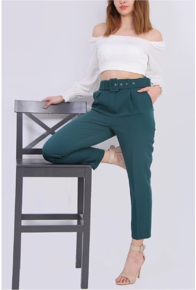 Kemerli Pantolon Zümrüt Yeşili