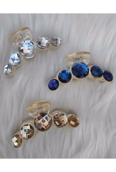 Elvin Aksesuar Taşlı Şeffaf Mandal Toka Seti 3'lü