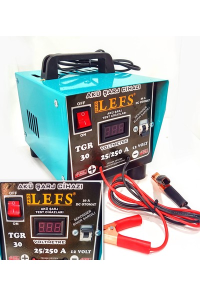 Pro Lefs 12 V 30 Amper Bakır Sargılı Dijital Göstergeli Akü Şarj Cihazı 250 Ampere Kadar Şarj Pro Lefs 12 V 30 Amper Bakır Sargılı Dijital Göstergeli Akü Şarj Cihazı 250 Ampere Kadar Şarj