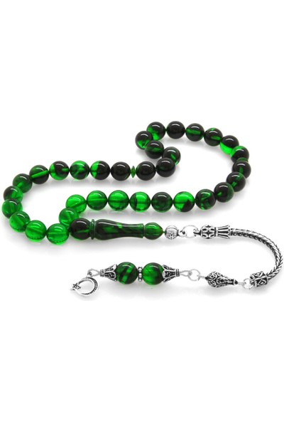 Alis Silver 925 Ayar Gümüş Püsküllü Küre Kesim Süzme Yeşil-Siyah Ateş Kehribar Tesbih Alis Silver 925 Ayar Gümüş Püsküllü Küre Kesim Süzme Yeşil-Siyah Ateş Kehribar Tesbih