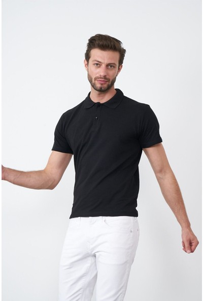 Çetinkaya Massa Siyah Polo Yaka Pike T-Shirt Çetinkaya Massa Siyah Polo Yaka Pike T-Shirt