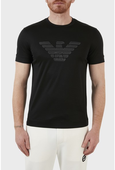 Emporio Armani Pamuklu Lyocell Regular Fit Bisiklet Yaka T Shirt Erkek T Shirt 3L1TFV 1juvz 0999