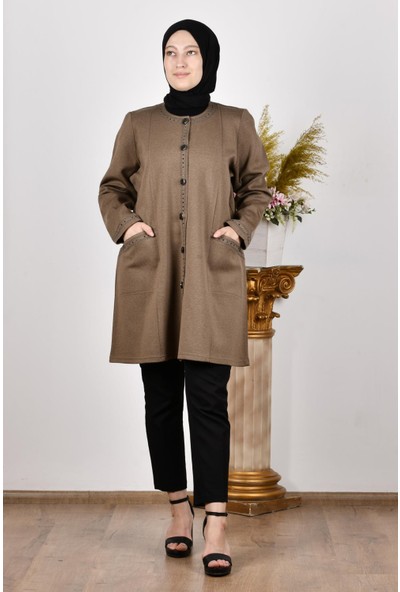 Buse Busse 790-1 Kadın Kahverengi Yarım Anne Pardesü