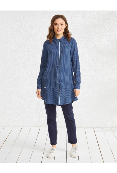 Kayra Çizgili Tunik 21069 - Lacivert Kayra Çizgili Tunik 21069 - Lacivert