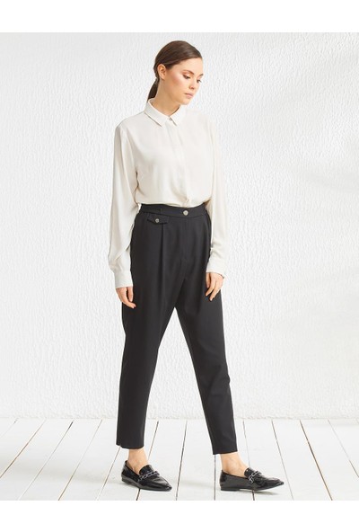 Kayra Bel Lastikli Pantolon 19073 - Siyah