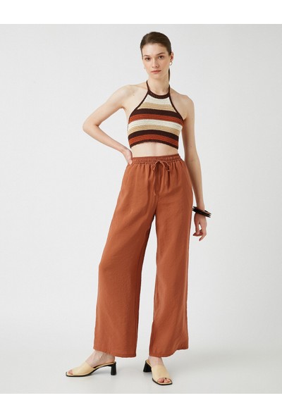 Koton 2SAK40052PW Normal Bel Kahve Kadın Pantolon