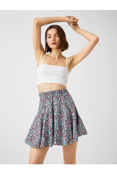 Koton 2SAL40063IW Normal Bel Pembe Desenli Çiçekli Kadın Şort Etek Koton 2SAL40063IW Normal Bel Pembe Desenli Çiçekli Kadın Şort Etek