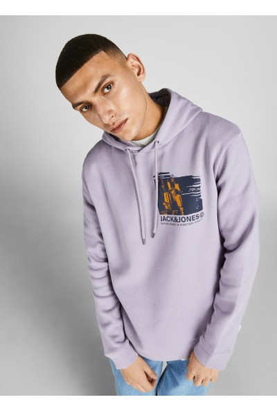 Jack & Jones 12209309_Jorbooster Sweathood Kapüşonlu Regular Fit Baskılı Açık Mor Erkek Sweatshirt Jack & Jones 12209309_Jorbooster Sweathood Kapüşonlu Regular Fit Baskılı Açık Mor Erkek Sweatshirt
