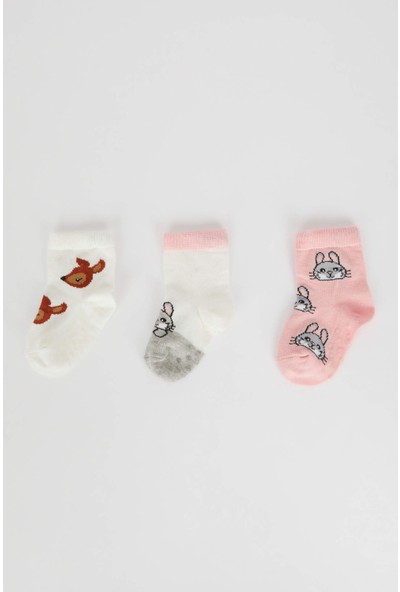 DeFacto Kız Bebek Kaydırmaz Tabanlı Pamuklu 3'lü Uzun Çorap W6720A2NS DeFacto Kız Bebek Kaydırmaz Tabanlı Pamuklu 3'lü Uzun Çorap W6720A2NS