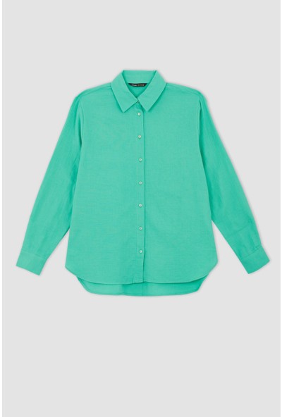 DeFacto Oversize Fit Gömlek Yaka Müslin Uzun Kollu GÖMLEK X0268AZ22SM