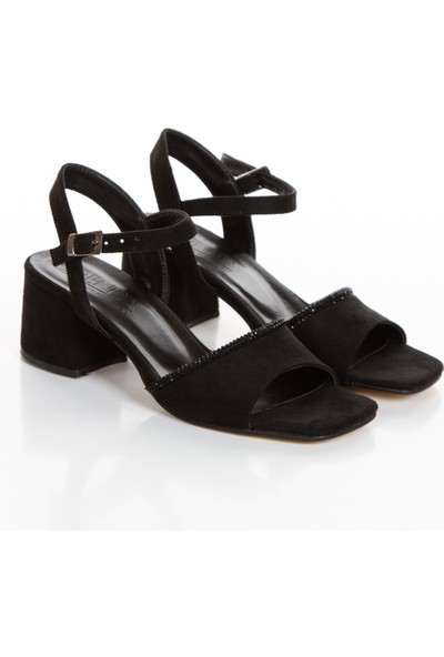 Mft Kadın Yazlık Siyah Süet Tek Bant Arkası Açık Taş Detaylı Günlük Ayakkabı Mft Kadın Yazlık Siyah Süet Tek Bant Arkası Açık Taş Detaylı Günlük Ayakkabı