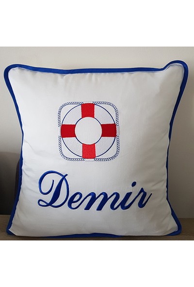 Kişiye Özel Nakışlı Yastık Deniz Temalı Beyaz 40X40 cm Kişiye Özel Nakışlı Yastık Deniz Temalı Beyaz 40X40 cm