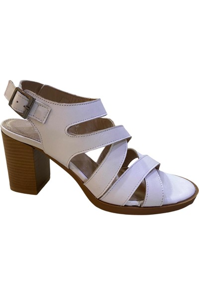 Nish 305 Bayan Topuklu Sandalet/beyaz/36