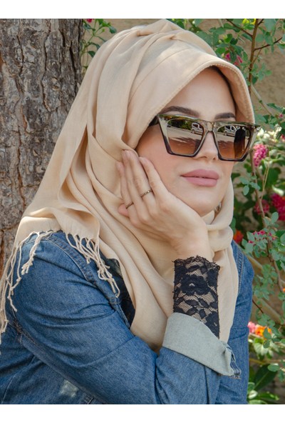 Aişe Tesettür Şapkalı Şal - Bej - Aişe Tesettür