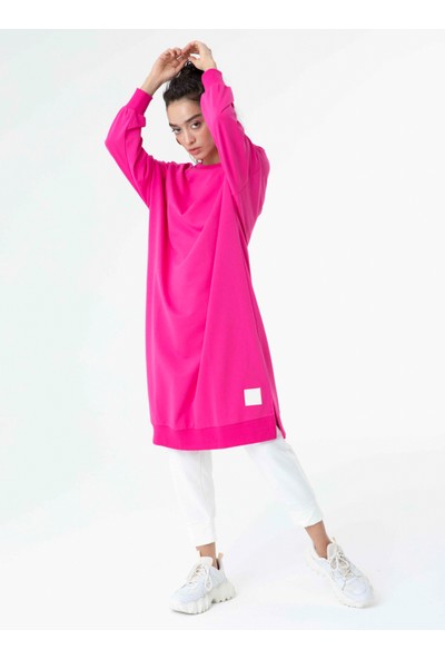 Soul Yanları Yırtmaçlı Tunik Sweatshirt - Pembe - Soul