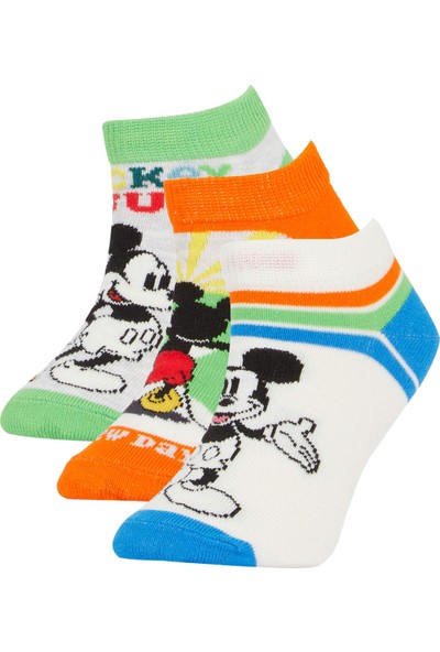 DeFacto Erkek Çocuk Disney Mickey & Minnie Lisanslı Pamuklu 3'lü Kısa Çorap X2321A6NS