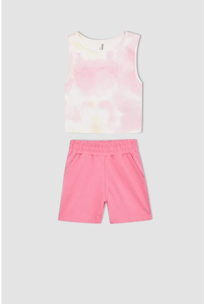 DeFacto Kız Çocuk Crop Bisiklet Yaka Kolsuz Atlet Şort Kaşkorse Takım X1813A622SM